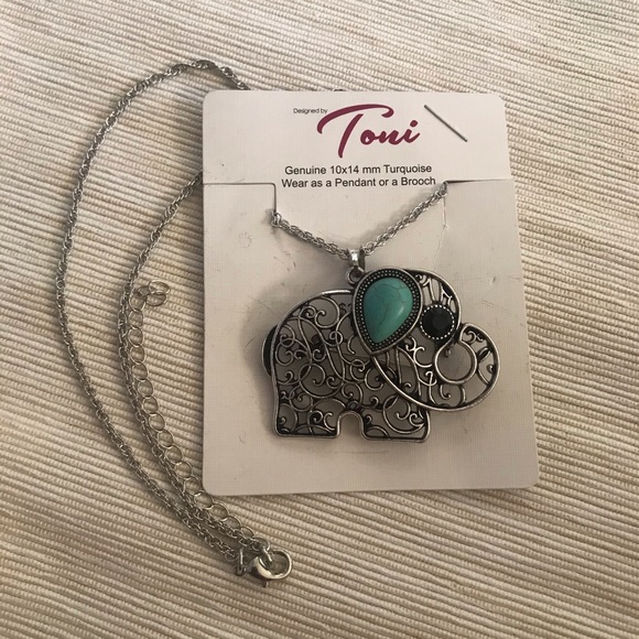Toni | Jewelry | Toni Genuine Turquoise Elephant Pendantbrooch | Poshmark